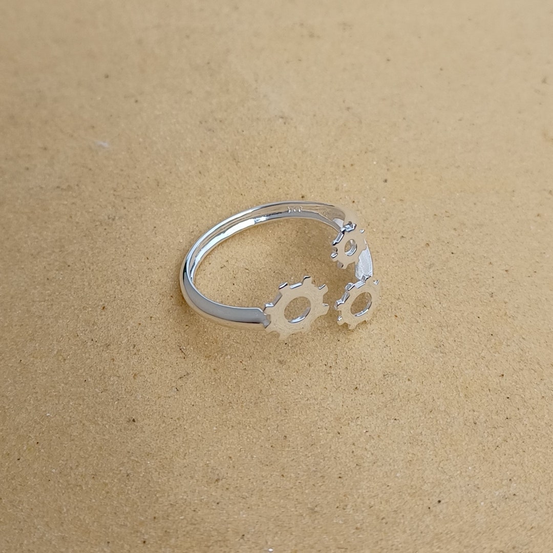 Adjustable Sterling Silver Gear Cogs Ring - Etsy