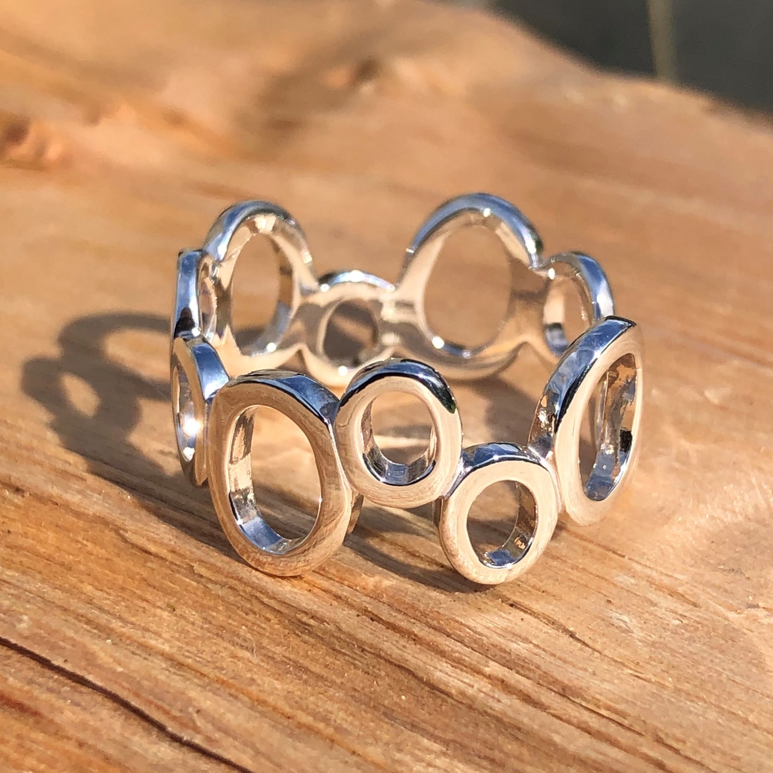 Sterling Silver Groovy Circles Ring - Etsy