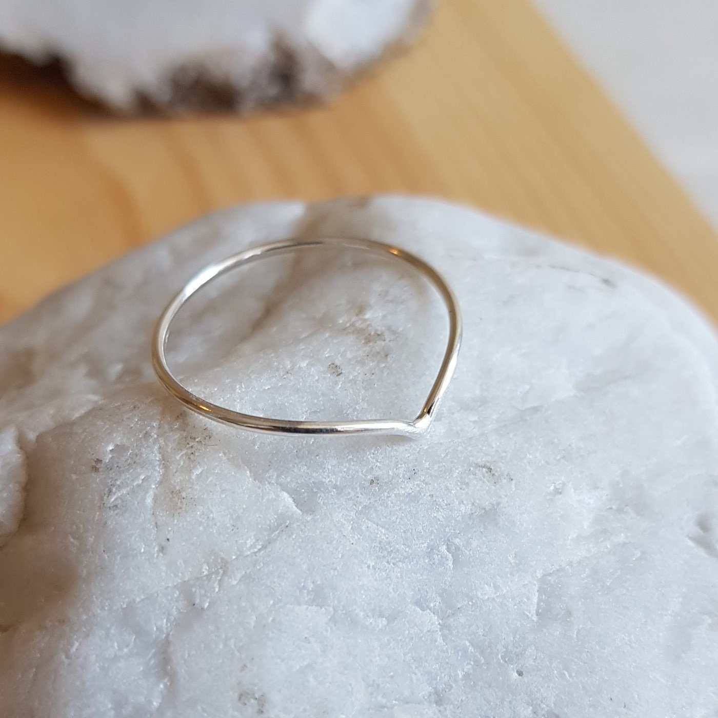 Sterling Silver Fine Chevron Ring - Etsy