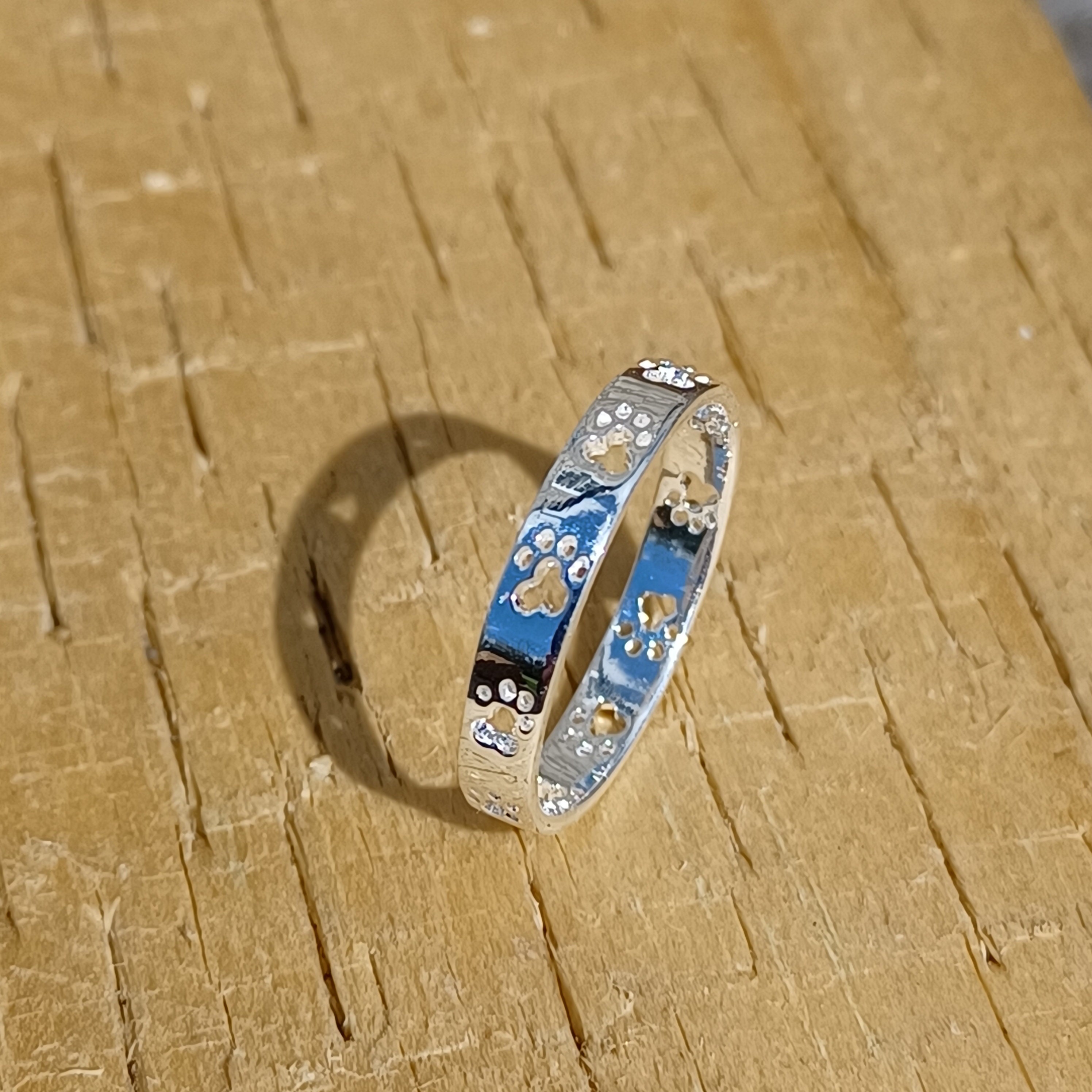 Sterling Silver Paw Print Ring - Etsy