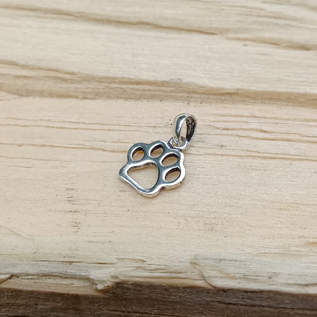 Sterling Silver Paw Print Pendant - Etsy