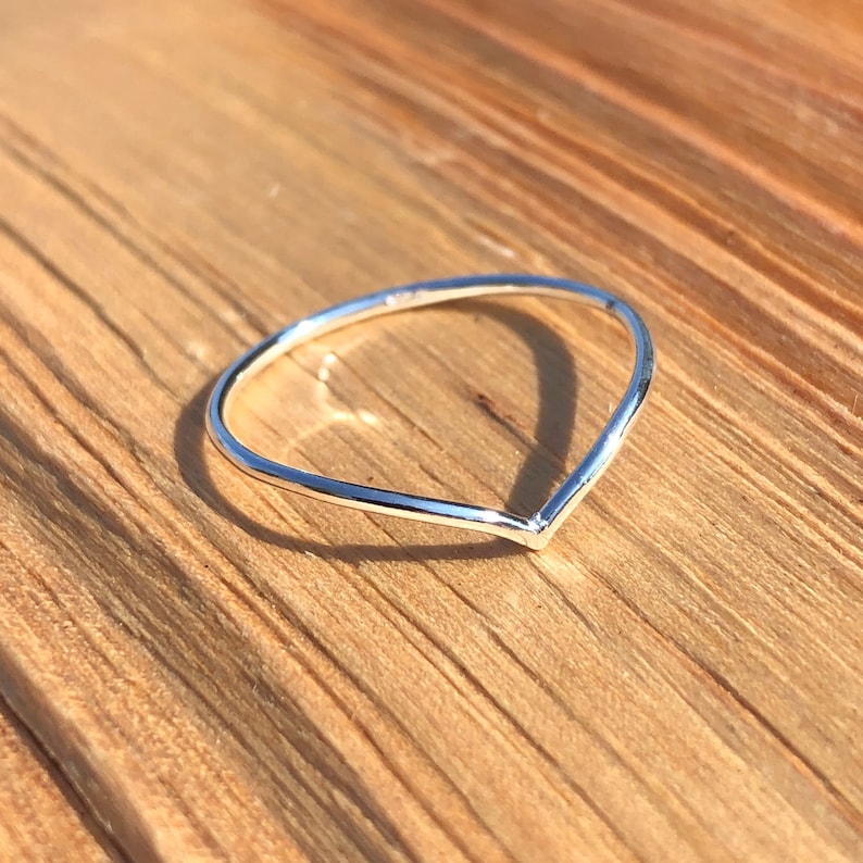 Sterling Silver Fine Chevron Ring - Etsy