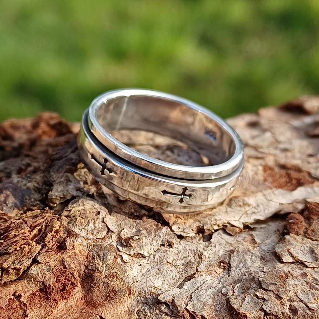 Sterling Silver Cross Spinning Ring - Etsy