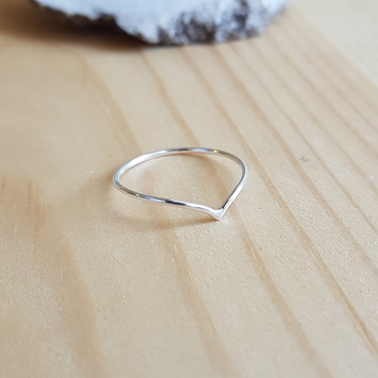 Sterling Silver Fine Chevron Ring - Etsy