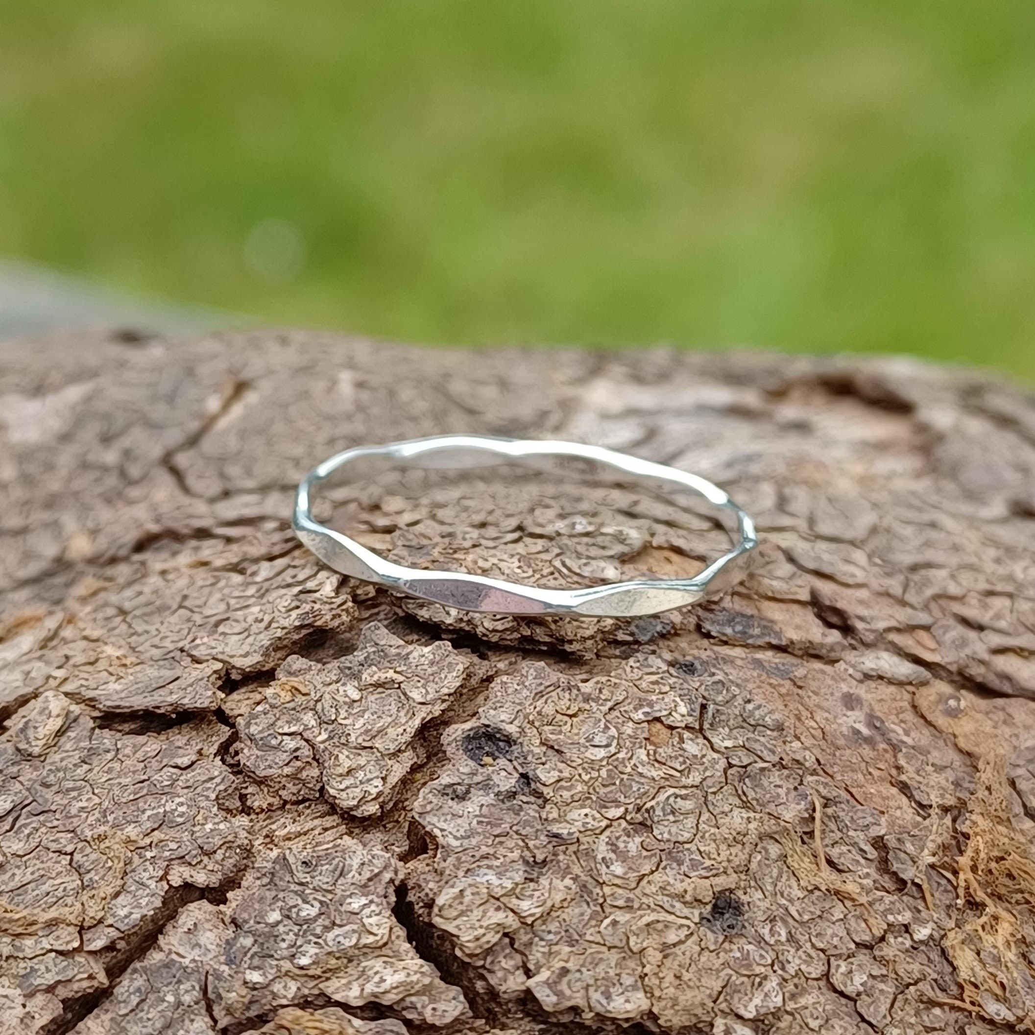 Sterling Silver Delicate Faceted Stacker Ring - Etsy UK