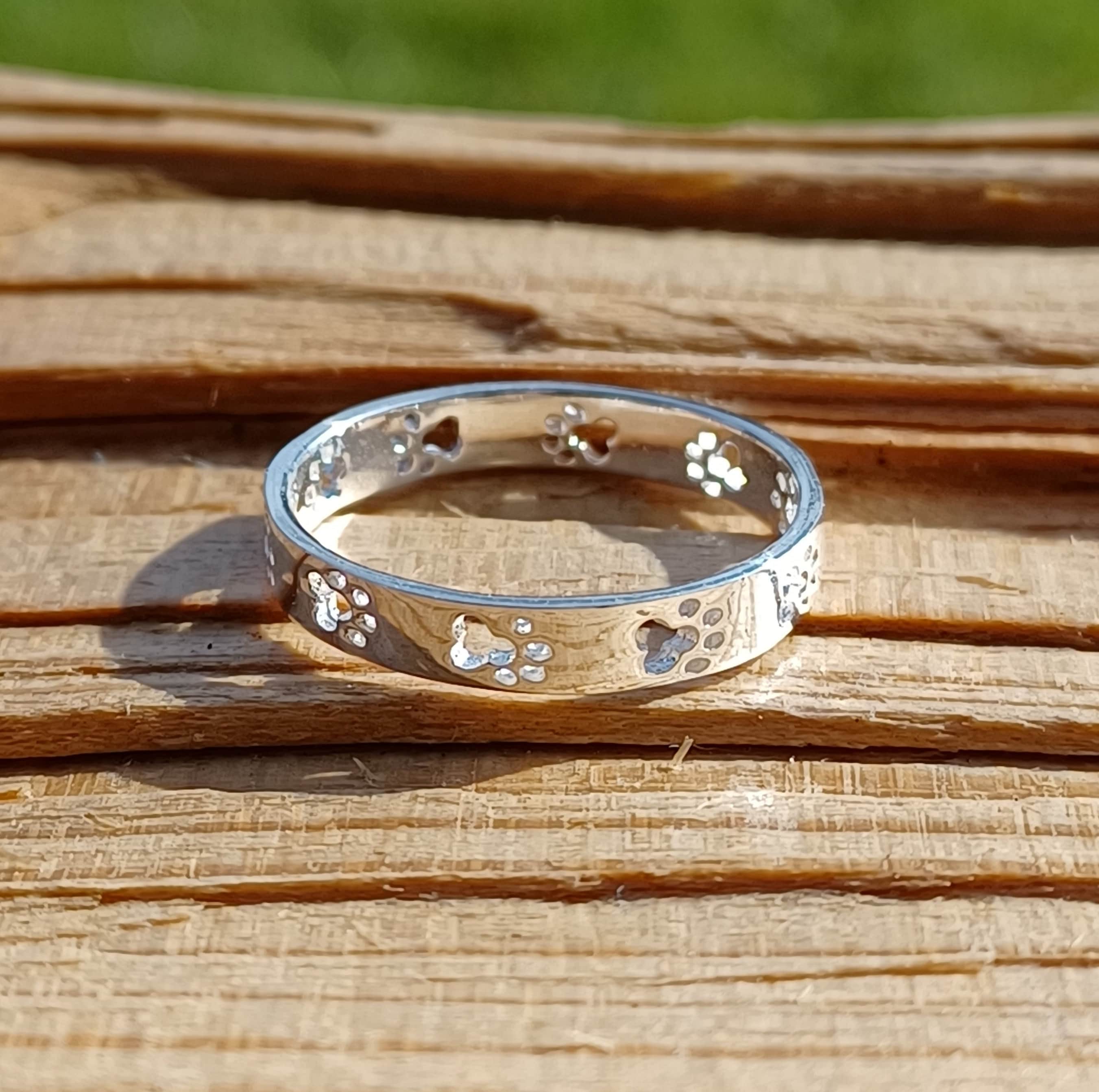 Sterling Silver Paw Print Ring | Etsy