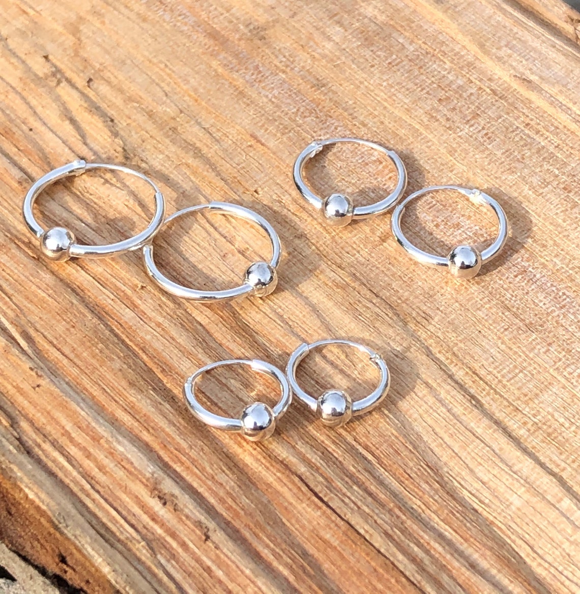 Sterling Silver Ball Sleeper Earrings | Etsy