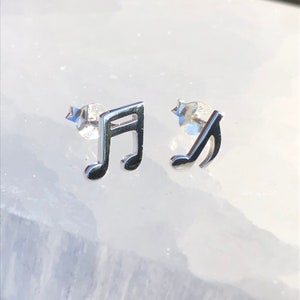 Sterling Silver Musical Notes Stud Earrings - Etsy