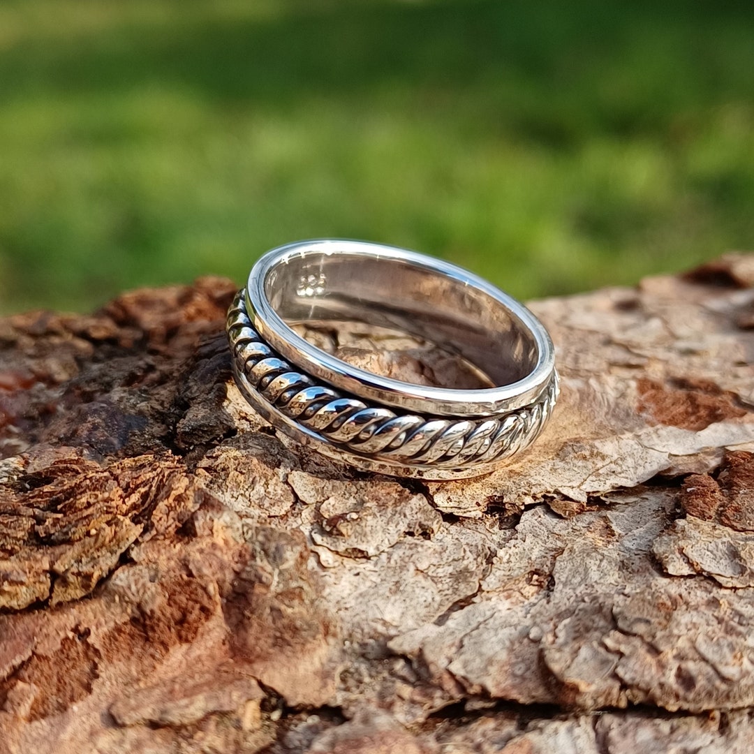 Sterling Silver Rope Style Spinning Ring - Etsy