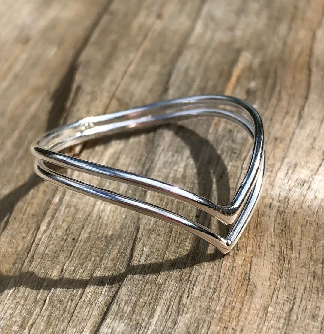 Sterling Silver Fine Double Chevron Ring - Etsy