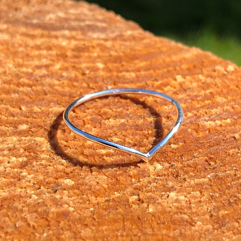 Sterling Silver Fine Chevron Ring - Etsy