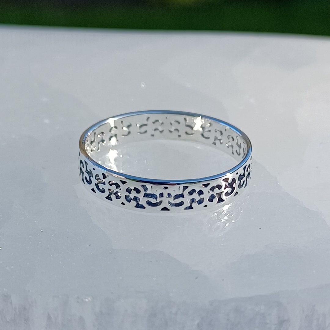 Sterling Silver Filigree Lace Pattern Ring - Etsy