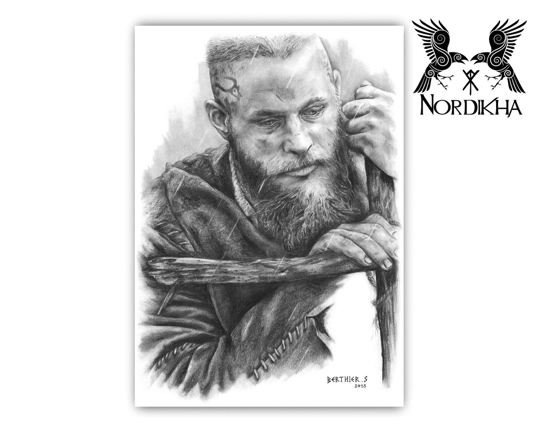 Portrait Ragnar Vikings Dessin Ragnar sur la croix d'Athelstan format ...
