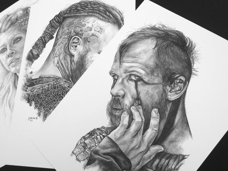 Portrait Ragnar et Ivar Vikings Dessin Ragnar et Ivar format - Etsy France