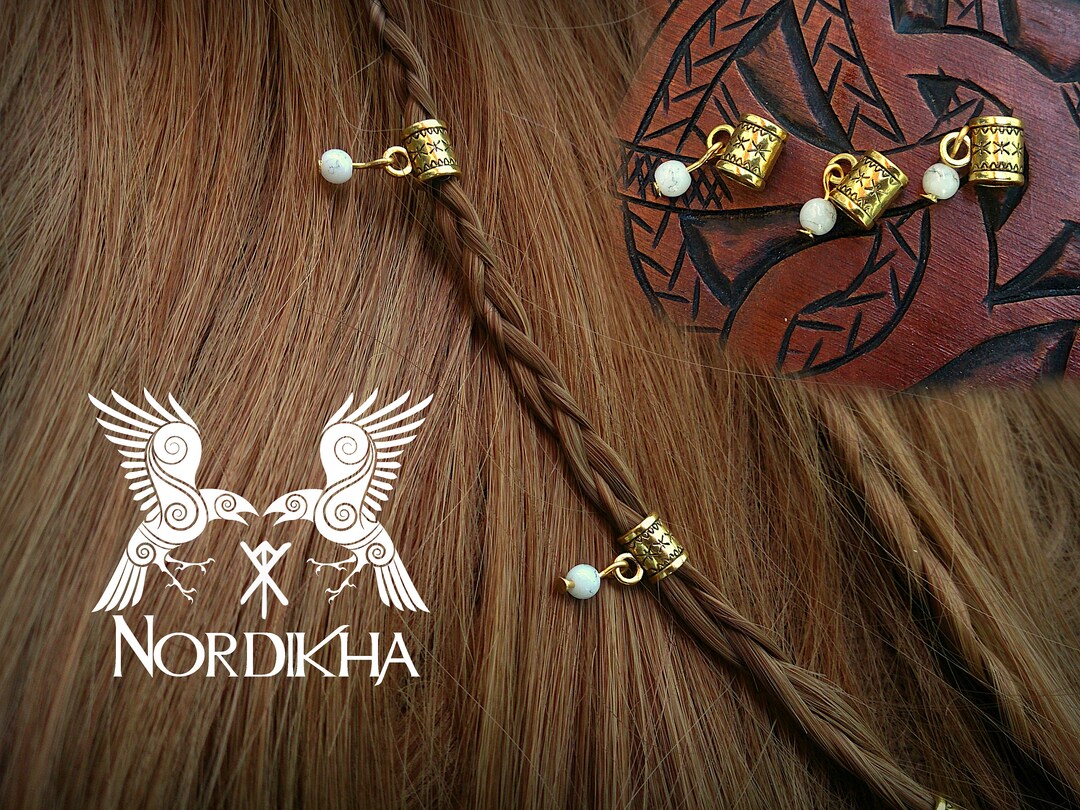 3 Viking Hair Beads, Viking Bead, Nordic Blackened Gold Color LARP, GN ...