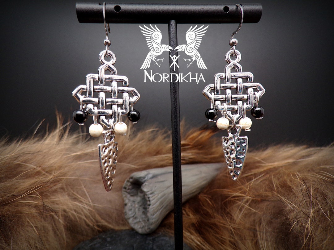 Women's Earrings, Warrior Collection Handmade Viking Jewelry Howlite ...