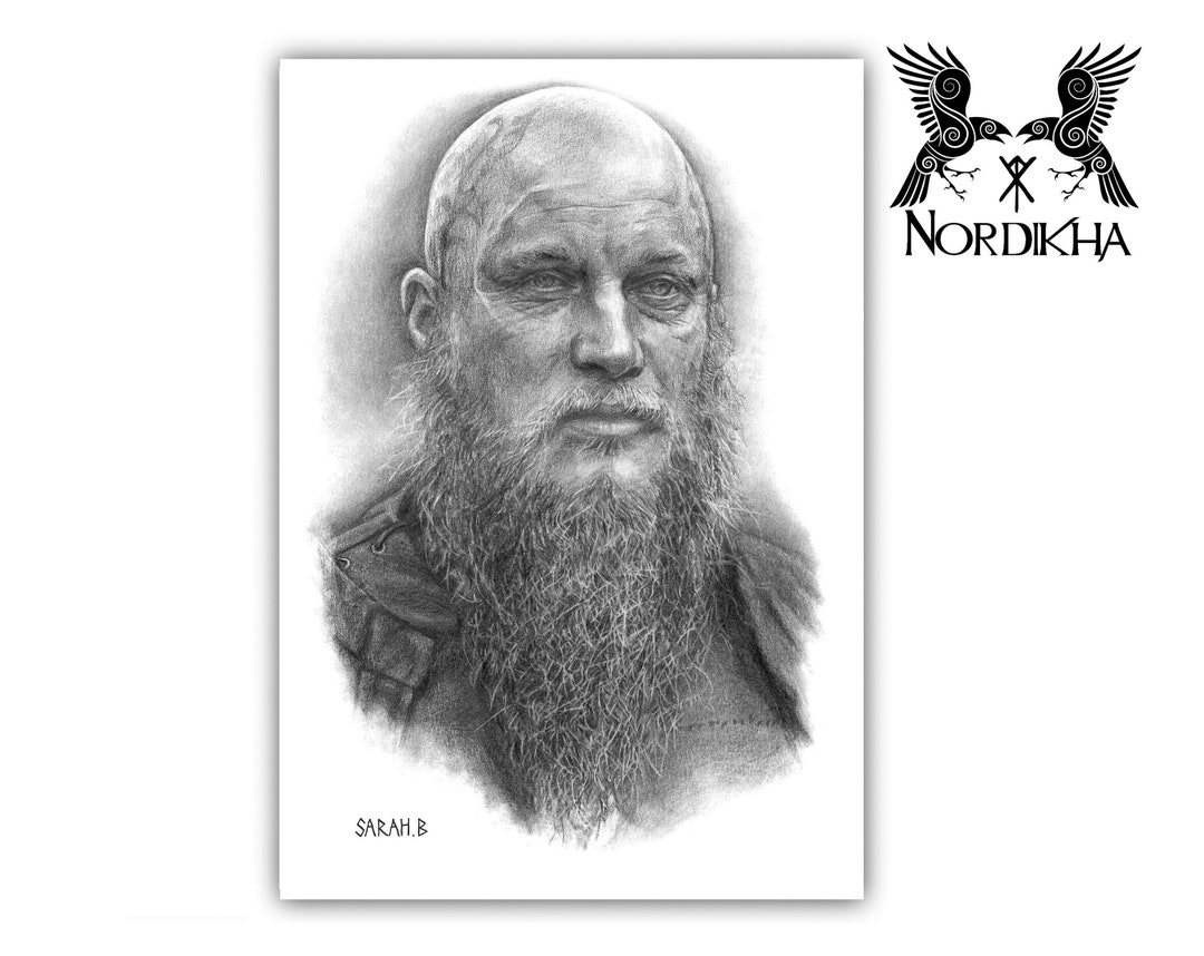 Portrait Ragnar Vikings Drawing of King Ragnar A4 Format Digital ...