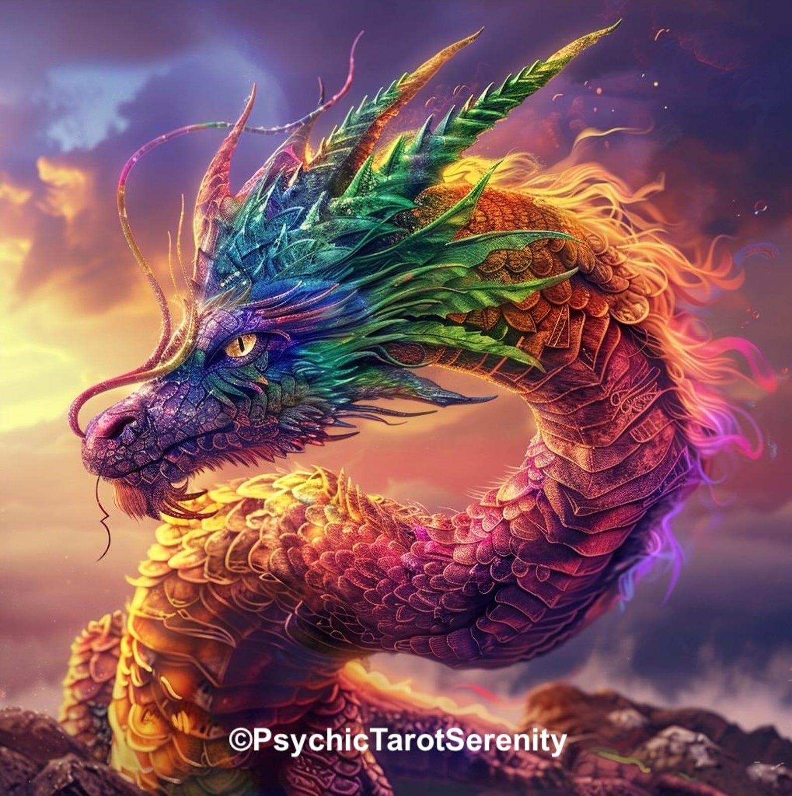 Rainbow Dragon Spirit Companion. Conjuring. Balance, Friendly, Chakra ...