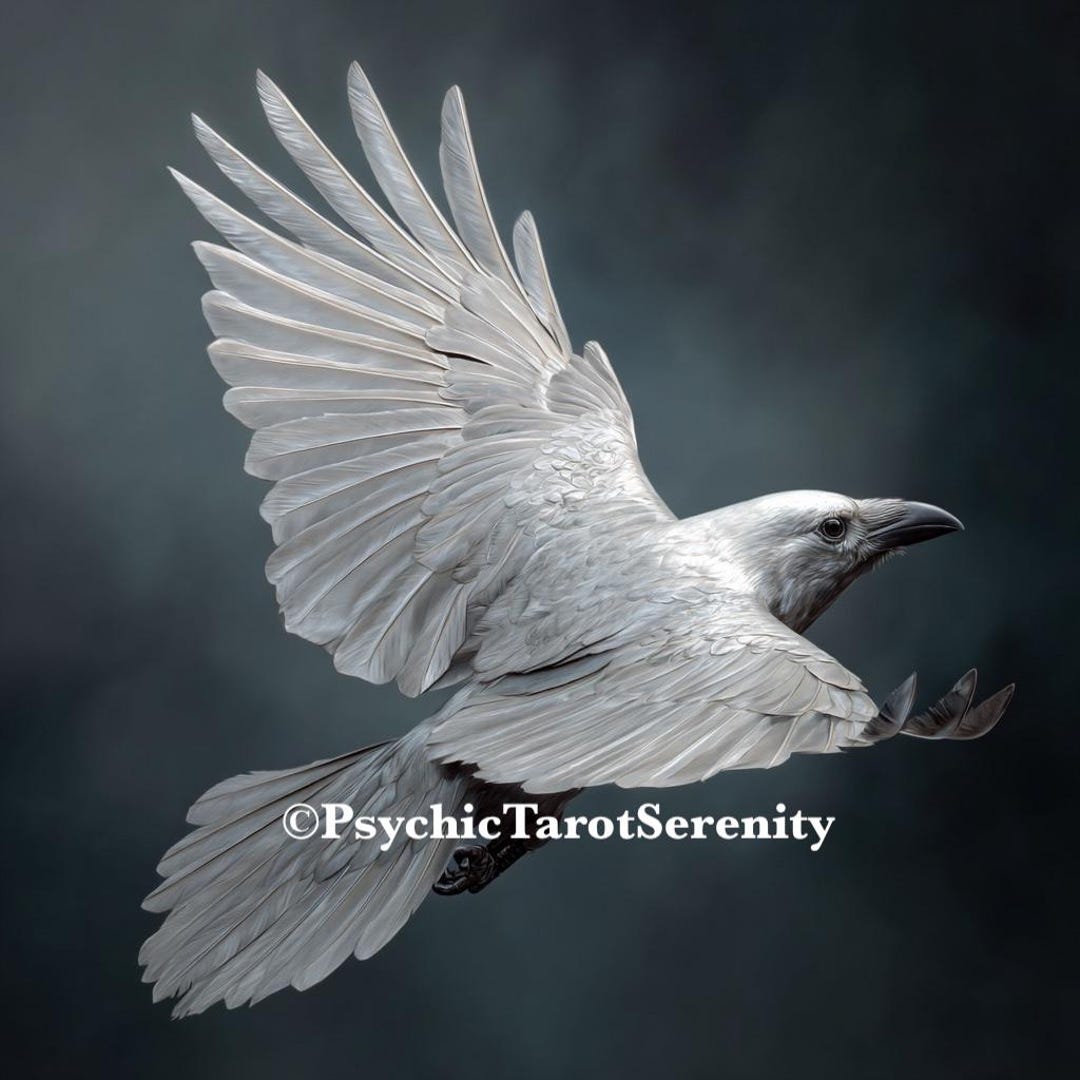 White Raven Spirit Companion Spiritual Knowledge Growth and Connection ...