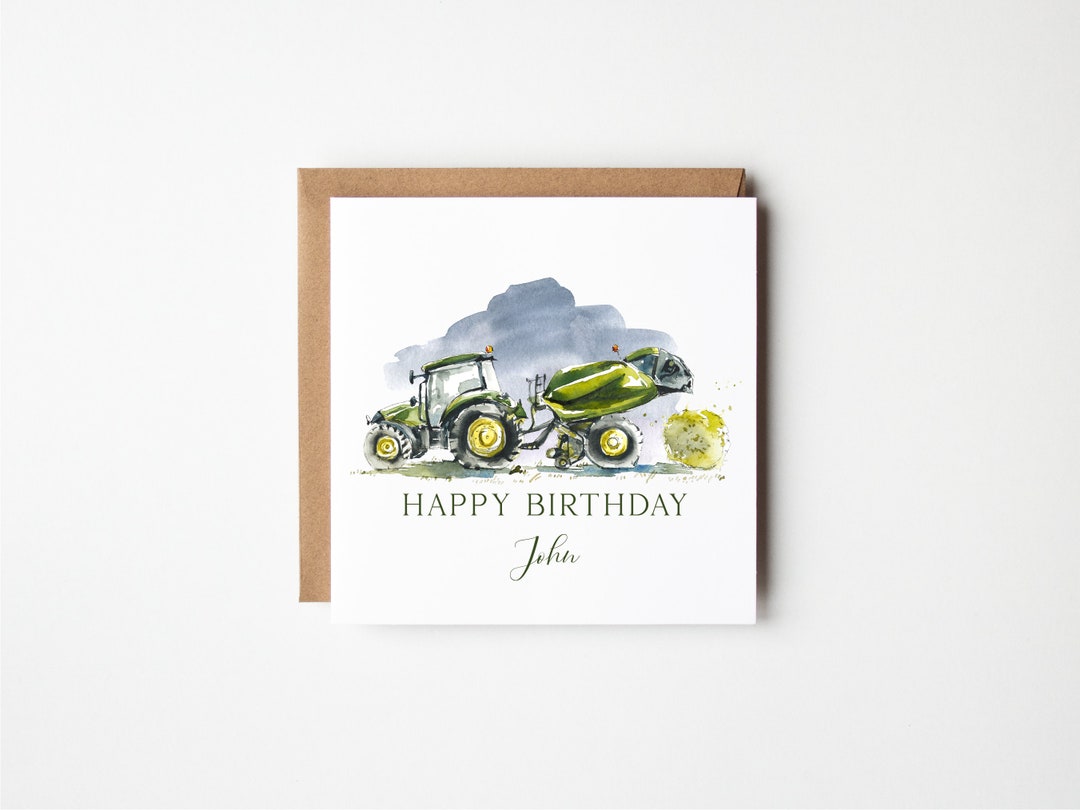 John Deere Tractor Birthday Card / Farmers Birthday Card / Green ...
