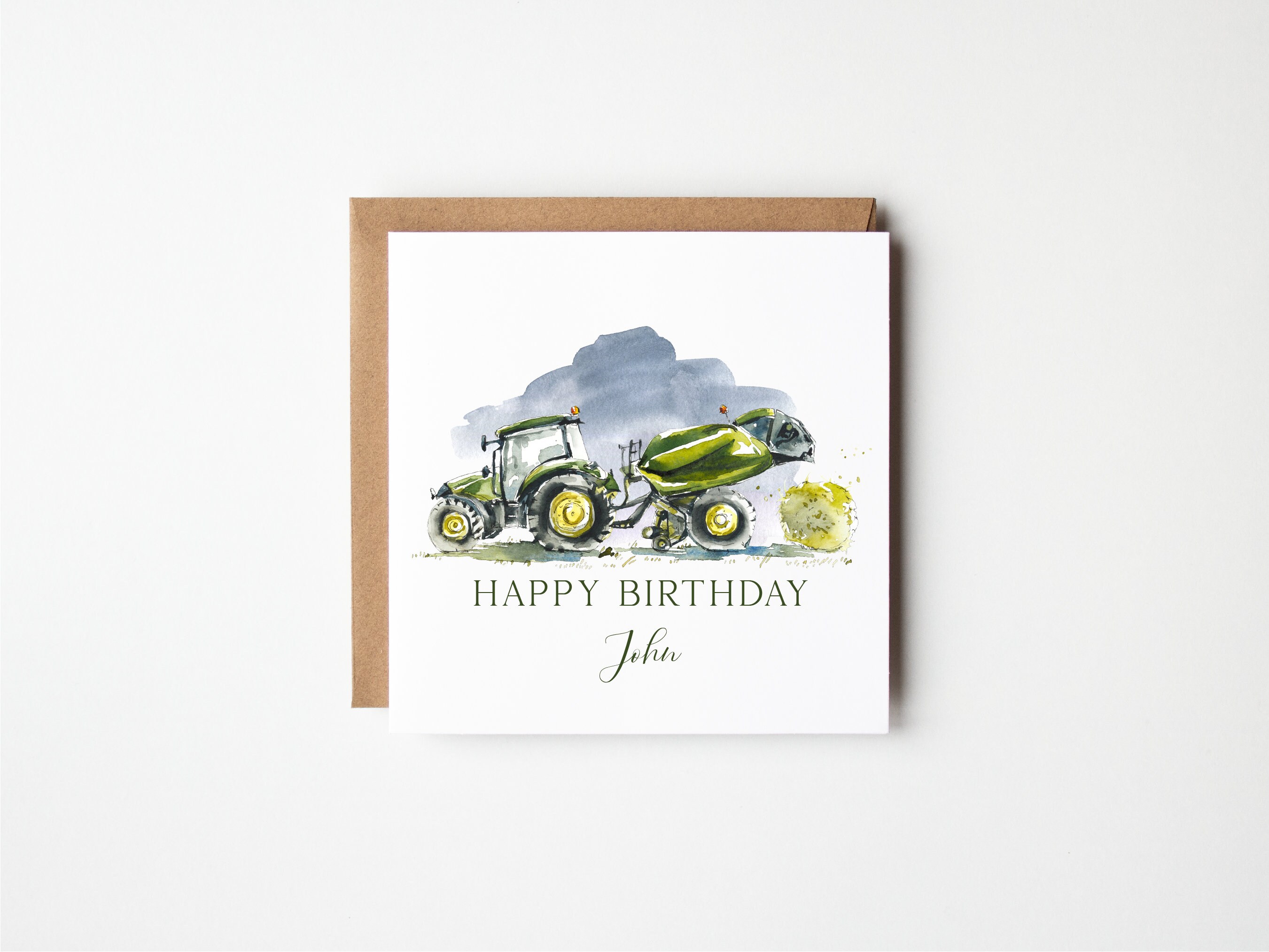 John Deere Tractor Birthday Card / Farmers Birthday Card / Green ...