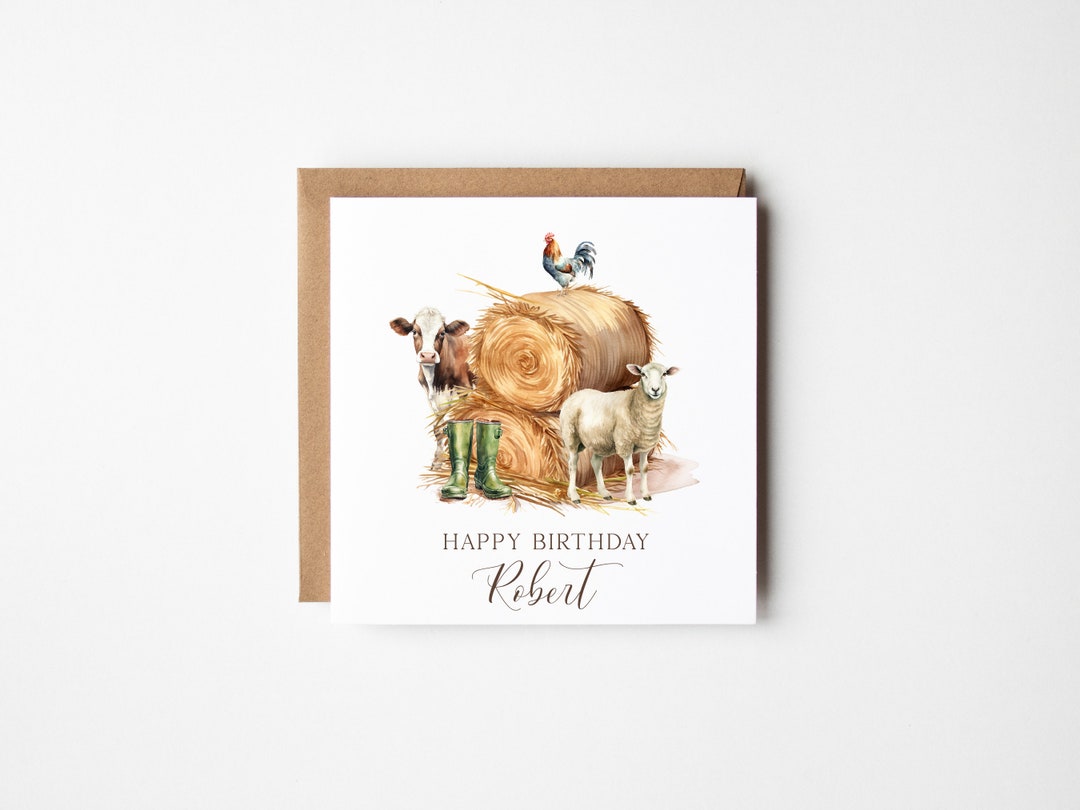 Farm Animal Birthday Card / Birthday Card for a Farmer / Farming ...
