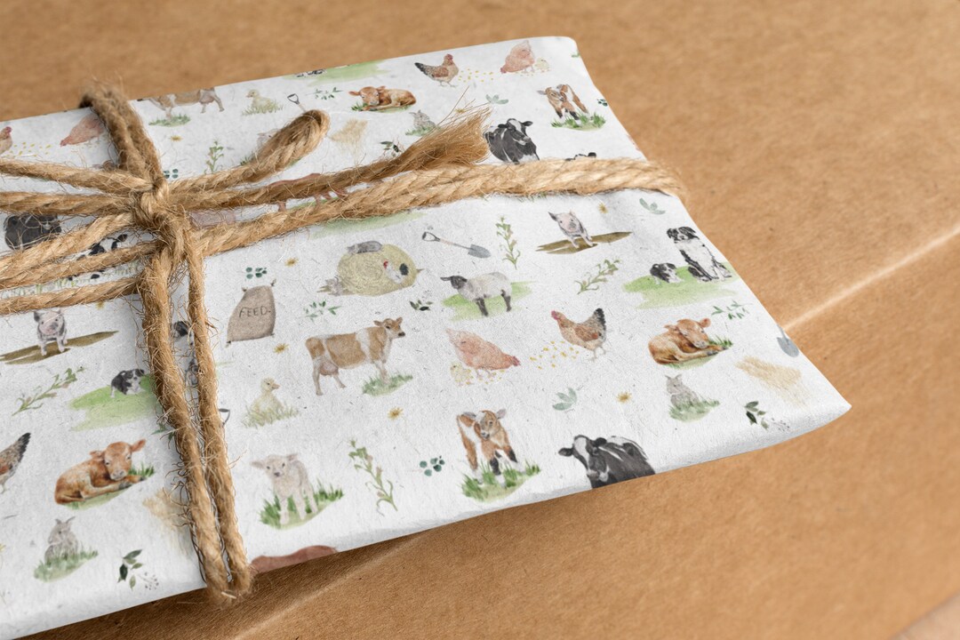 Luxury Farm Wrapping Paper, Farming Gift Wrap, Cow Gift Wrap, Boys Farm ...