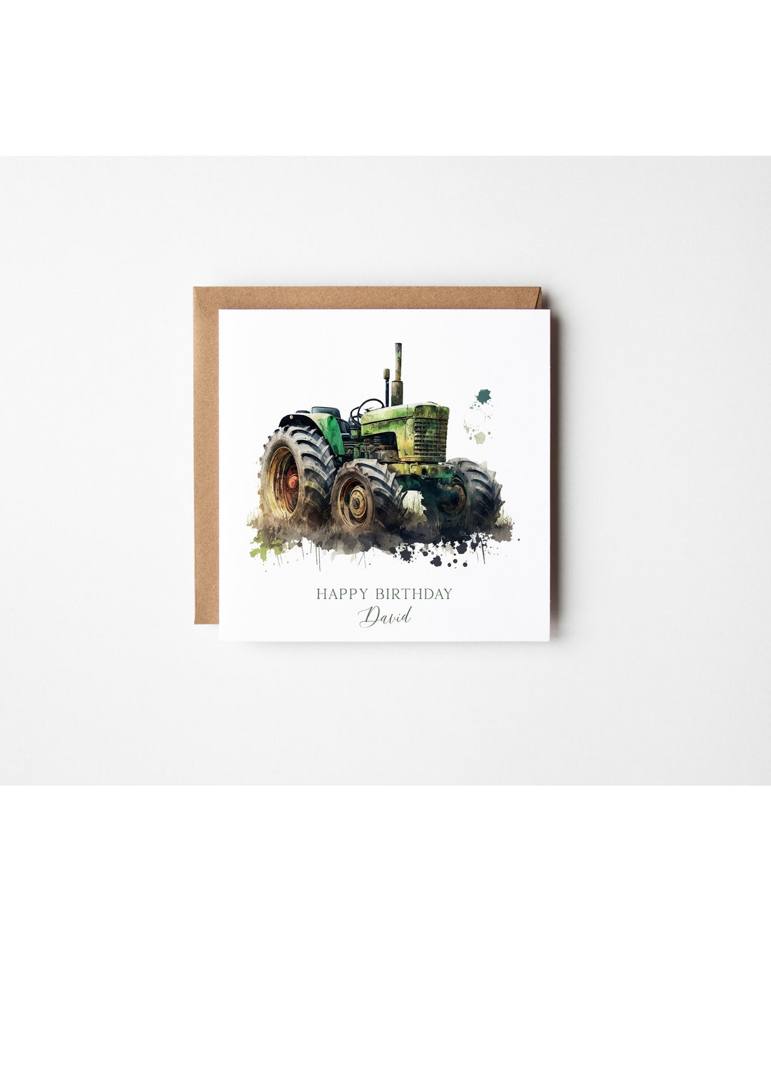 Personalised Green Tractor Birthday Card / Tractor Card / Farm Card ...