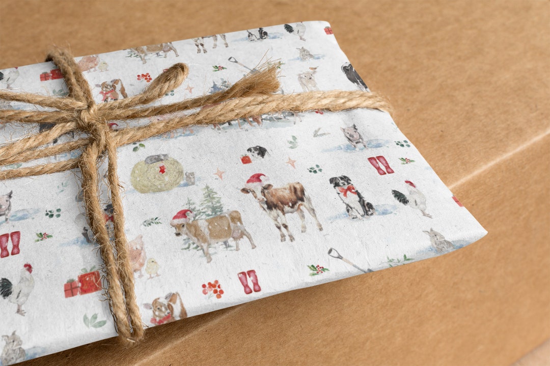 Farm Animal Christmas Wrapping Paper / Babys 1st Christmas Wrapping ...