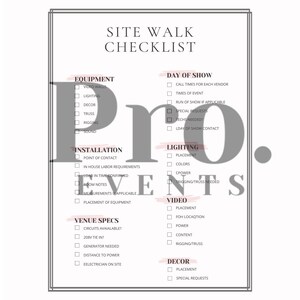 Site Visit Checklist Template for A/V & Production - Etsy