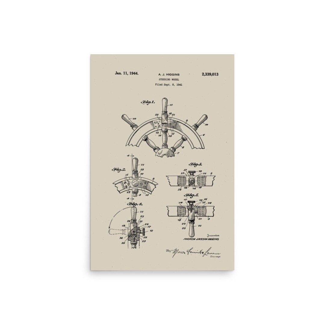 Vintage Ship’s Wheel Patent Retro Nautical Poster Print - Etsy