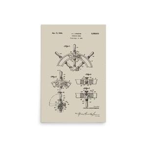Vintage Ship’s Wheel Patent Retro Nautical Poster Print - Etsy