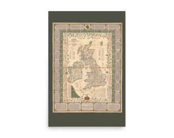 Ancient Medieval Map of Britain 1250 Vintage Poster Print - Etsy