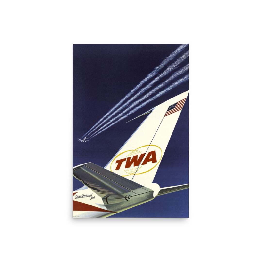 Vintage TWA Airplane Jet Tail Fin Jetstream Poster Print - Etsy