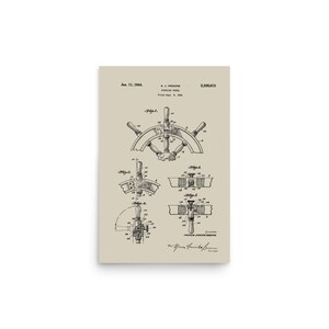 Vintage Ship’s Wheel Patent Retro Nautical Poster Print - Etsy