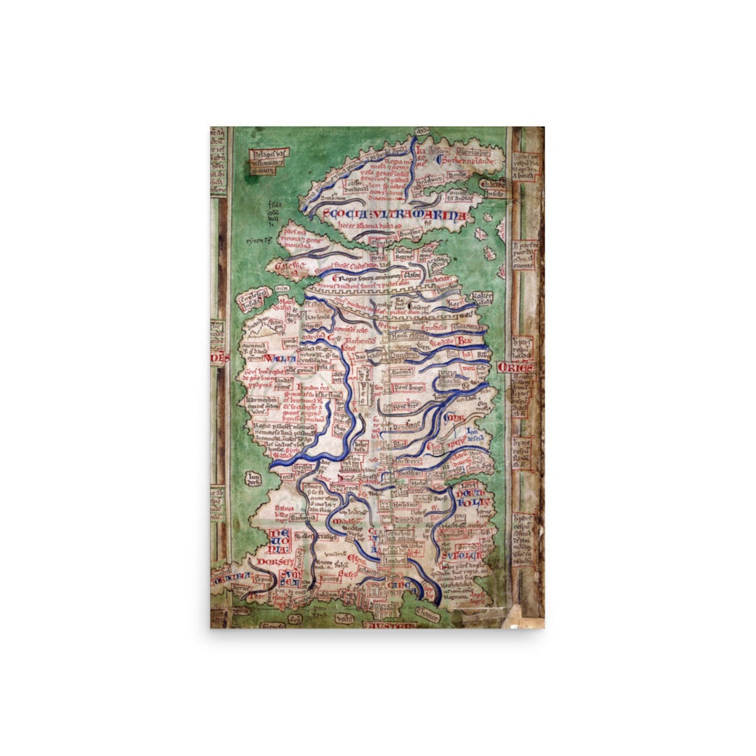 Ancient Medieval Map of Britain 1250 Vintage Poster Print - Etsy