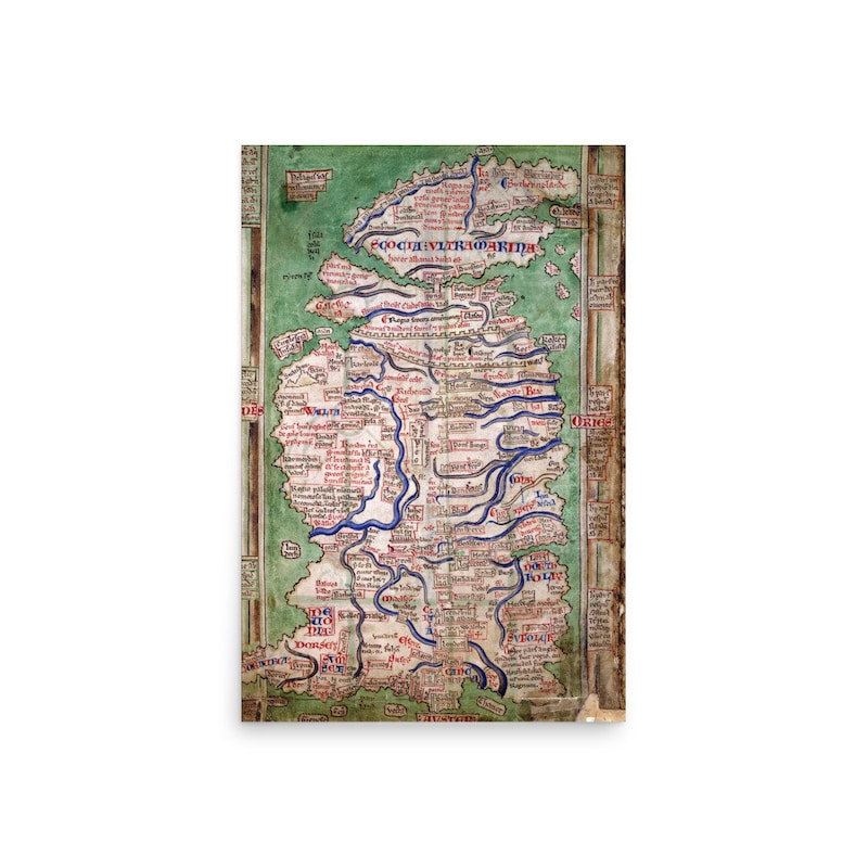 Vintage Map Medieval - Etsy UK