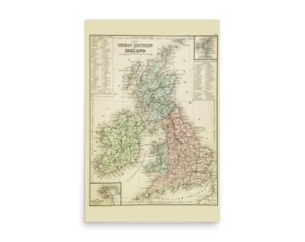 Ancient Medieval Map of Britain 1250 Vintage Poster Print - Etsy