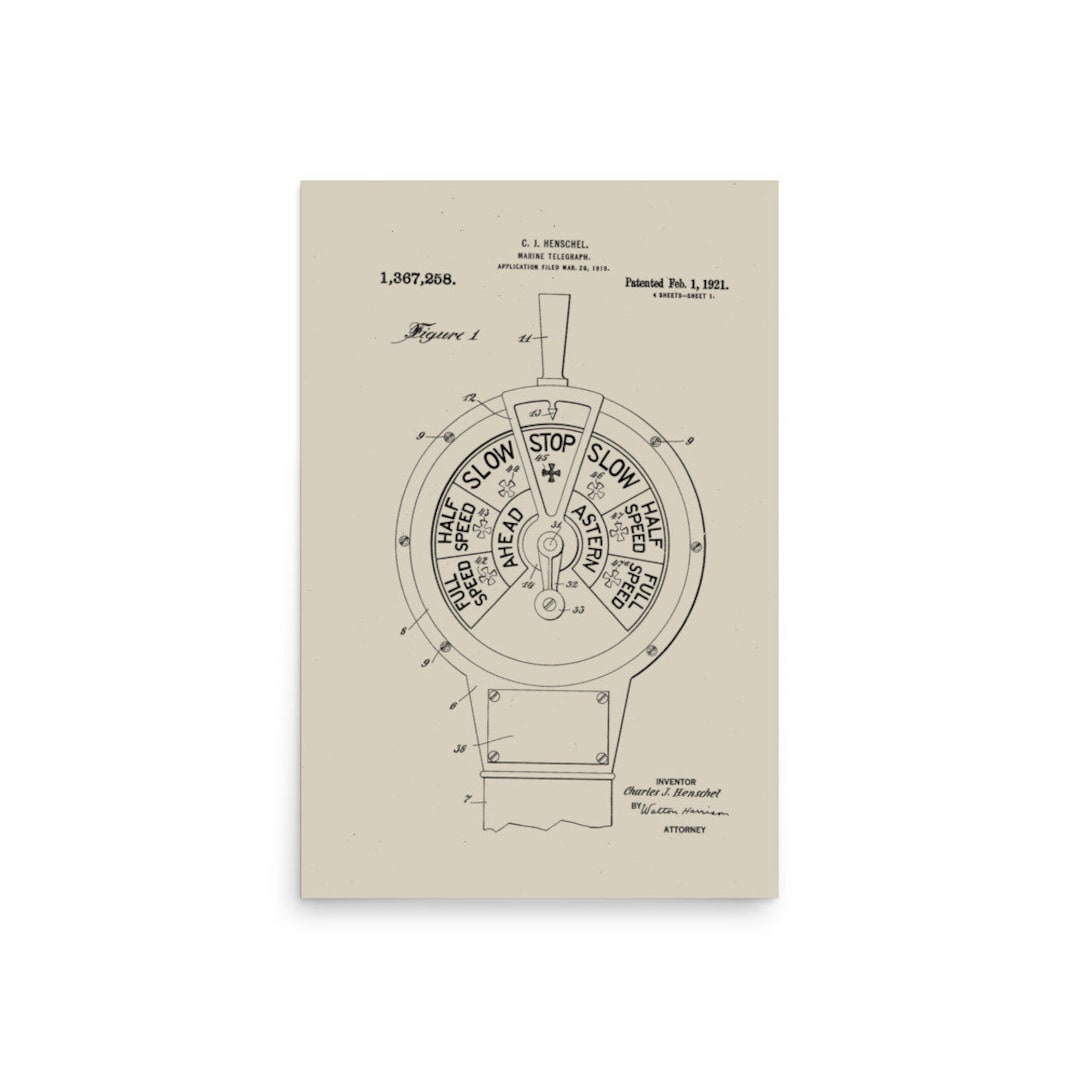 Marine Telegraph Patent Vintage Nautical Retro Poster Print Chadburn ...
