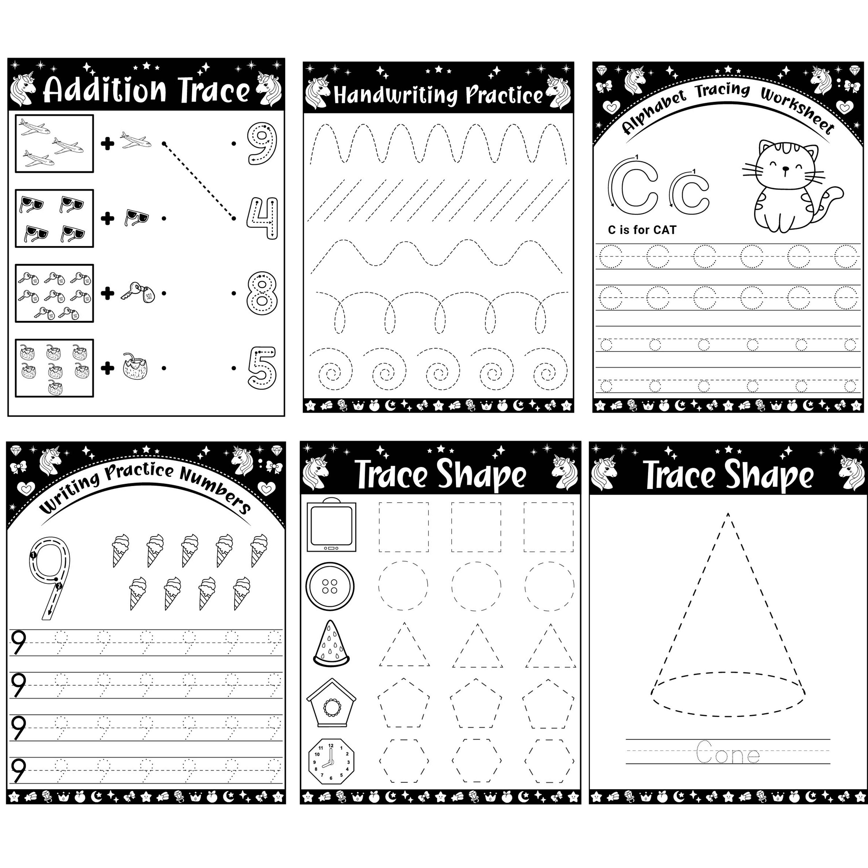 Letter & Number Adventures: Tracing for Kids I Preschool Worksheet 200 ...