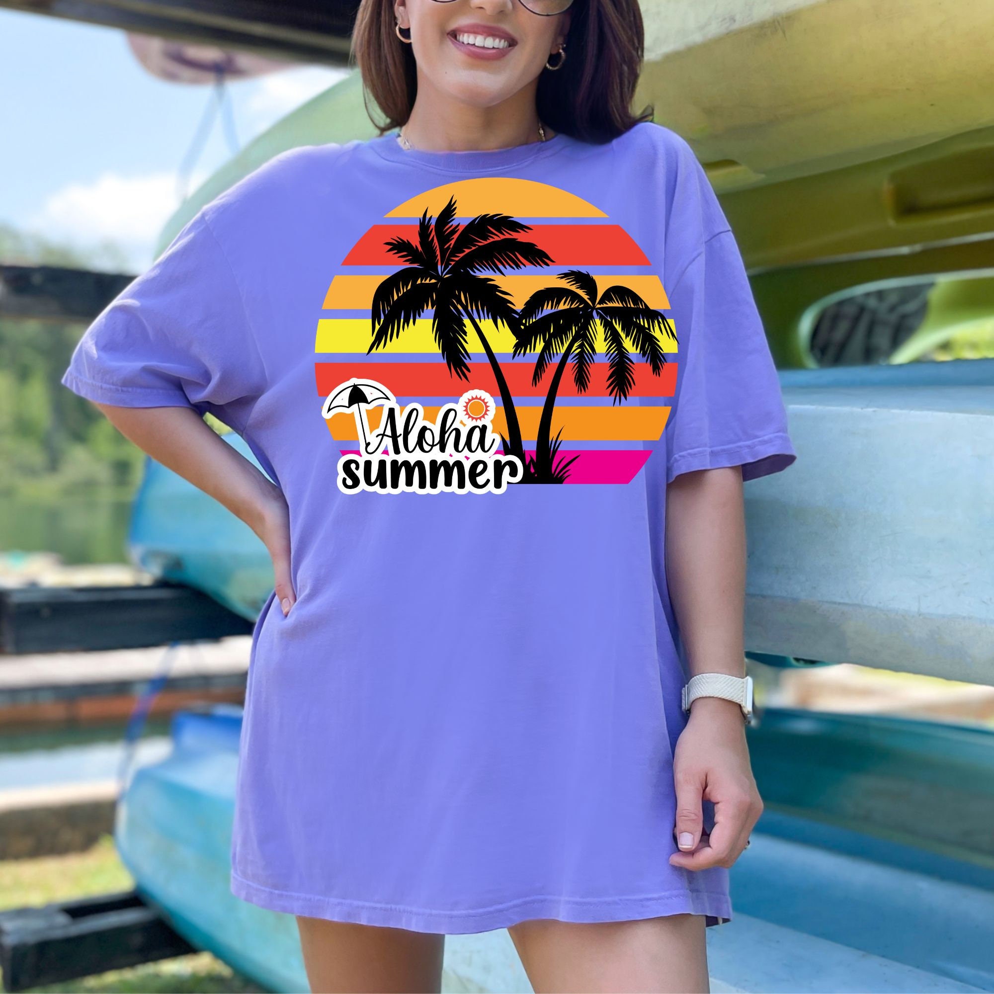 Summer Vacation PNG Bundle: Beach, Lake, Hiking Designs (digital ...