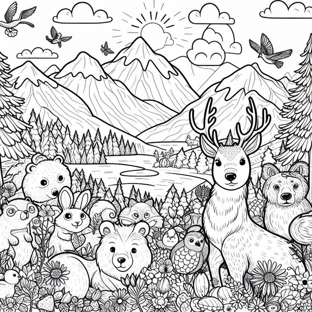 60+ Animal Coloring Pages for Kids and Adults | Printable PDF | 8.5x11 ...