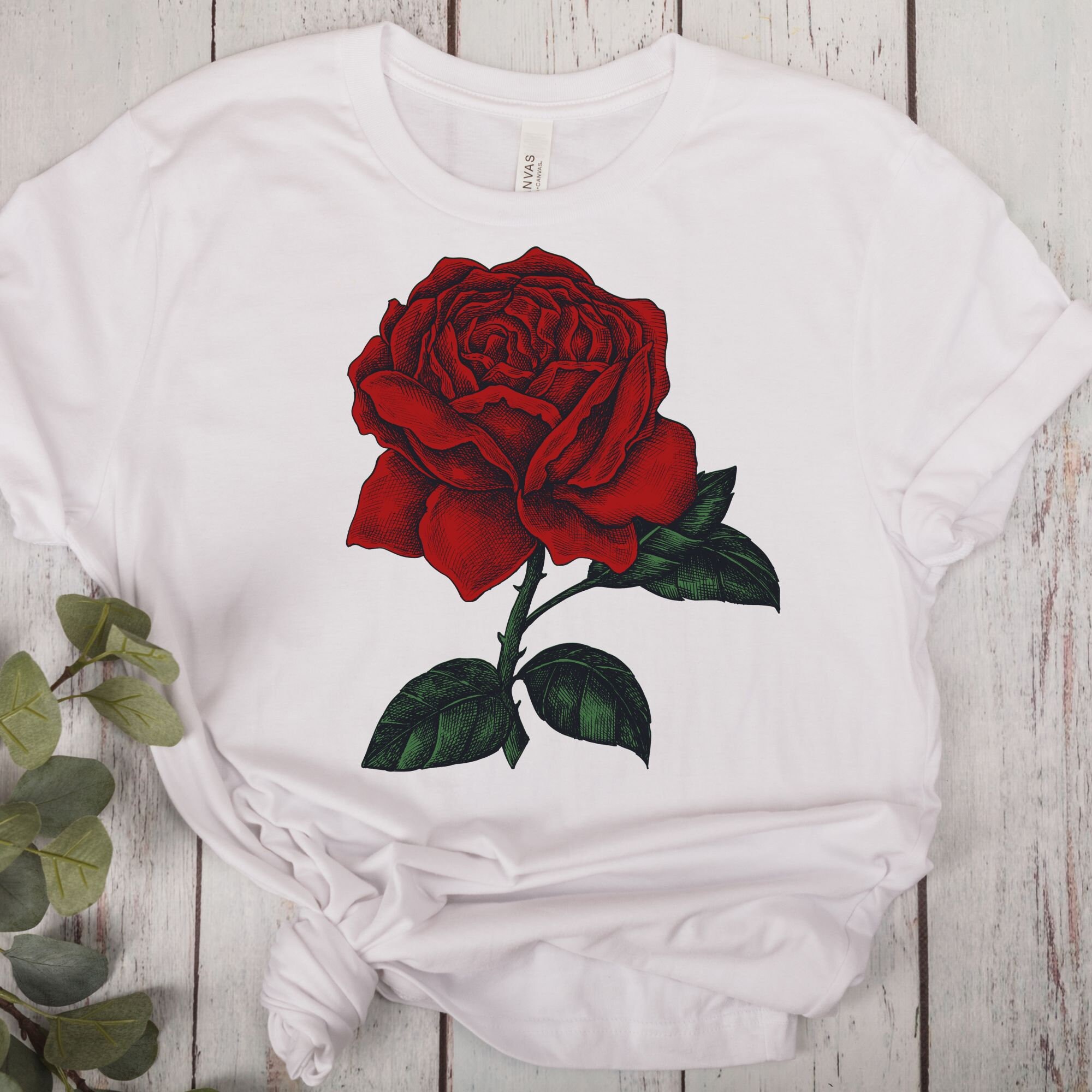 Rose With Stem JPG PNG Svgdigital Download Hd High - Etsy