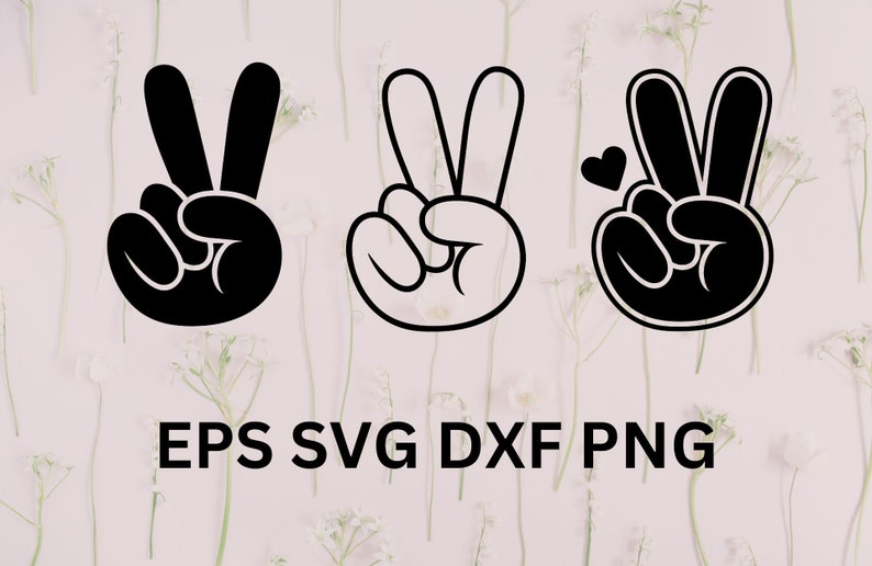 Hand Peace Sign, SVG File for Cricut, Silhouette, Line Drawing ,peace ...