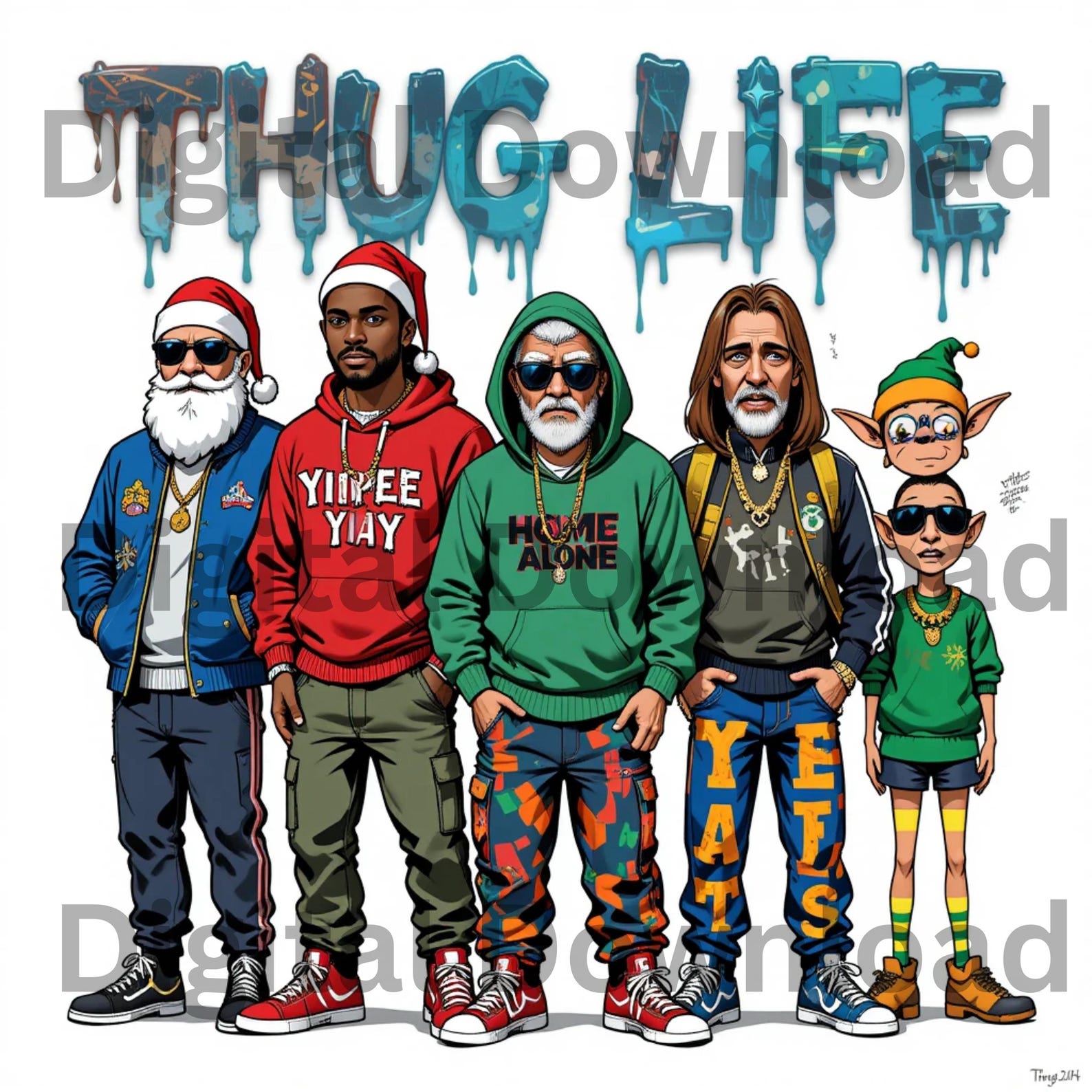 Funny Christmas Thug Life Crew JPG Bundle – 6 High-resolution Holiday ...