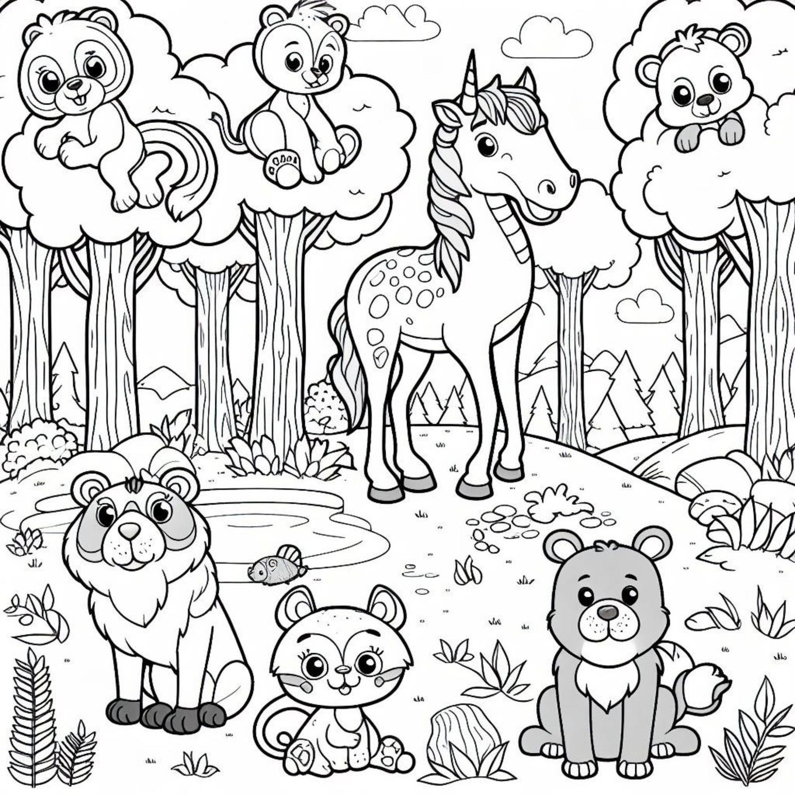 60+ Animal Coloring Pages for Kids and Adults | Printable PDF | 8.5x11 ...