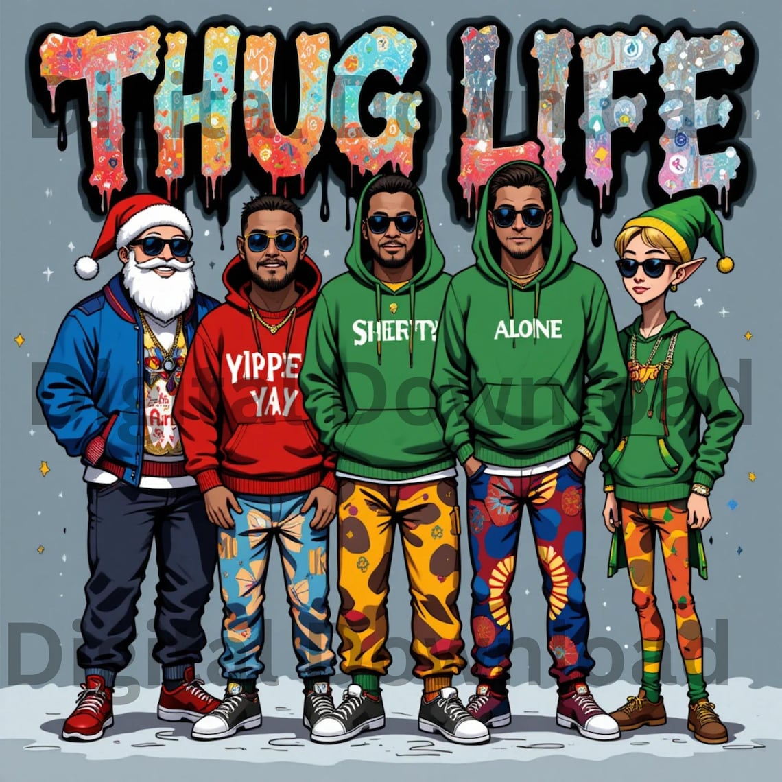 Funny Christmas Thug Life Crew JPG Bundle – 6 High-resolution Holiday ...