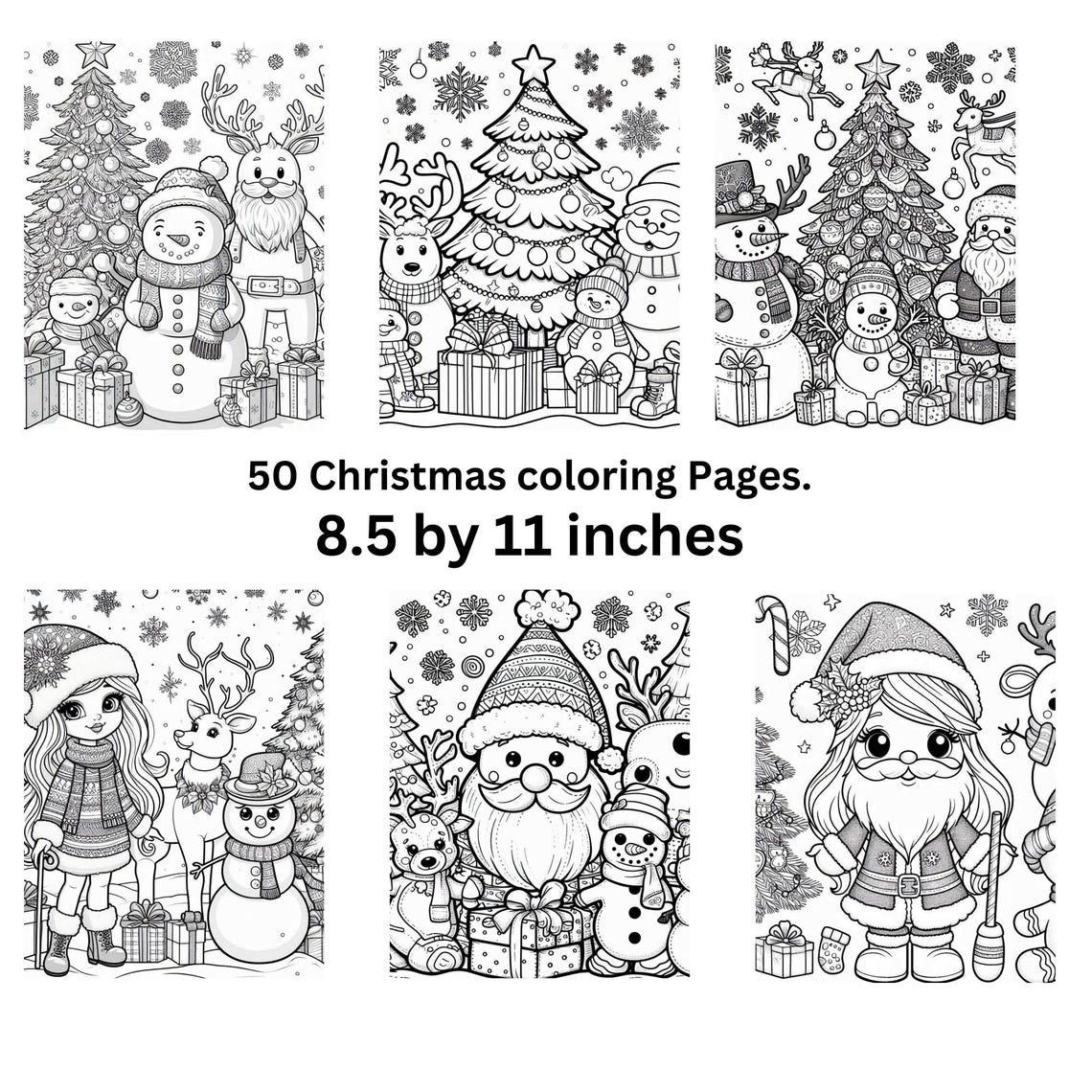 50 Christmas Coloring Pages - Adult & Kids Printable Art - Etsy