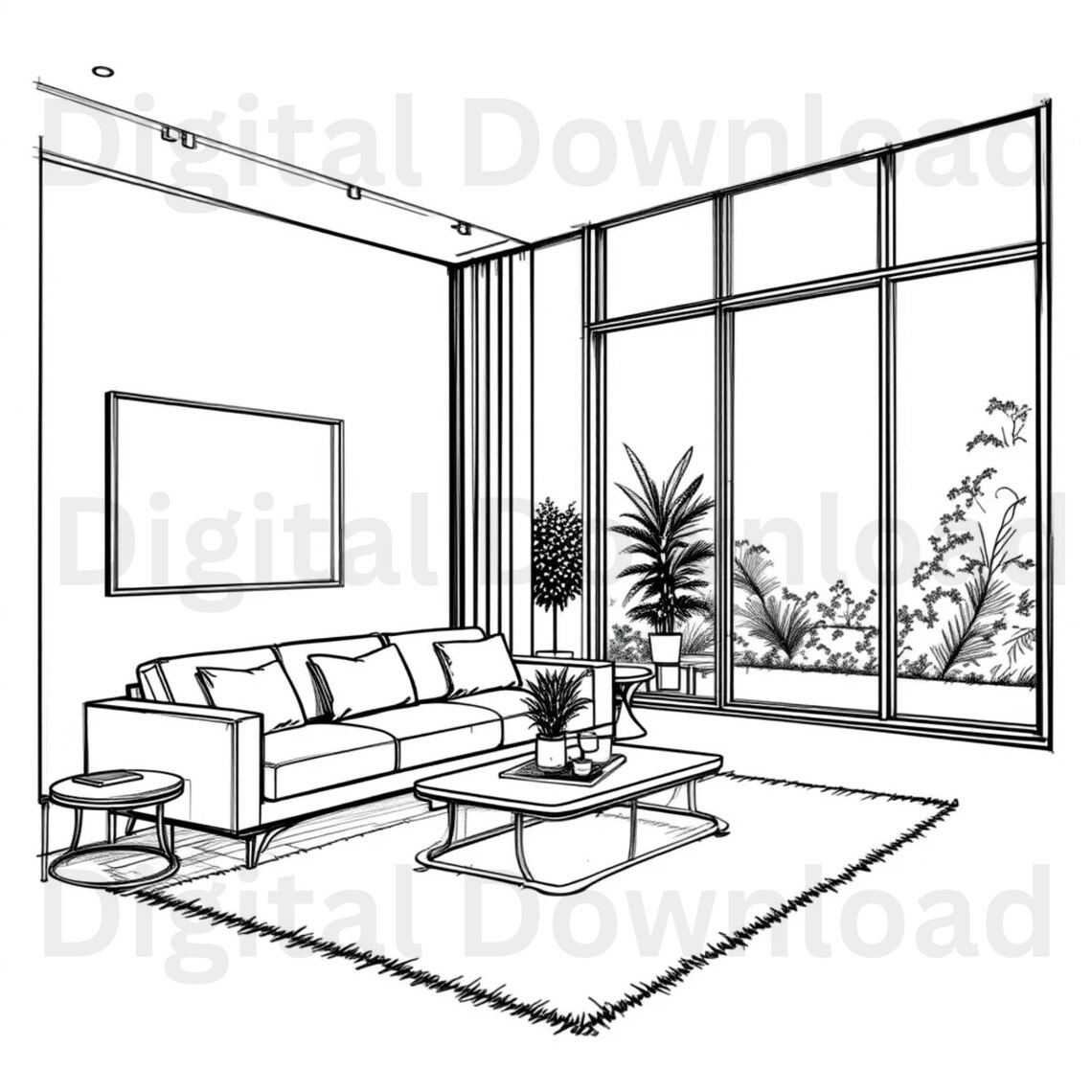 35+ Cute Interior Designs Coloring Book for Adults | Cozy Home Decor ...