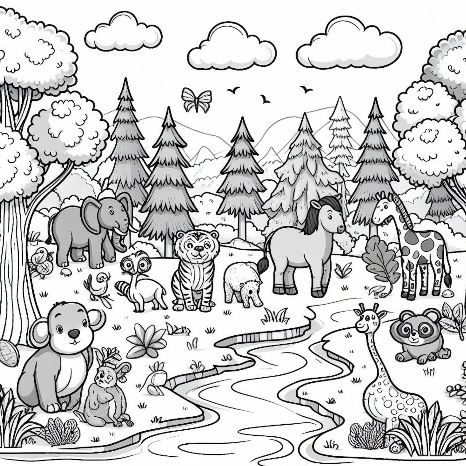 60+ Animal Coloring Pages for Kids and Adults | Printable PDF | 8.5x11 ...